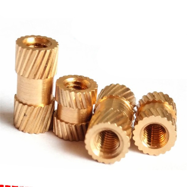 Injection Molded Brass Insert Through Thread cross Knurled Copper ...