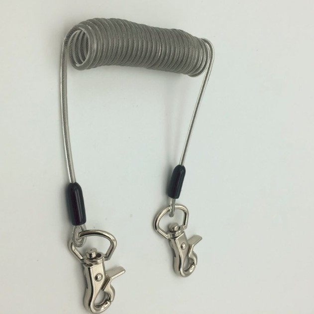 Stainless Steel Black Spring Tether Wire Rope L Extension Cord Lanyard ...